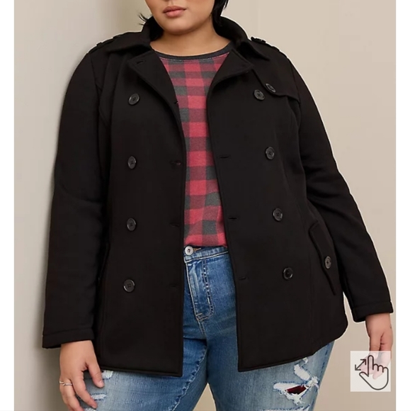 torrid | Jackets & Coats | Torrid Black Fleece Peacoat Jacket Size 5 ...